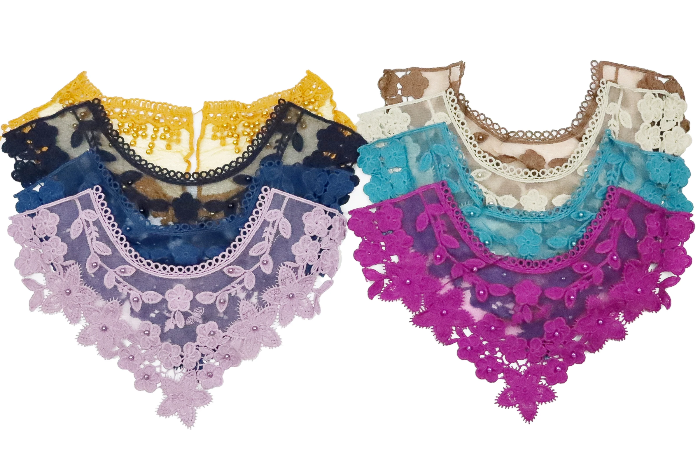 Custom Color Dying Milk Silk Neck Lace - Guipure Embroidery