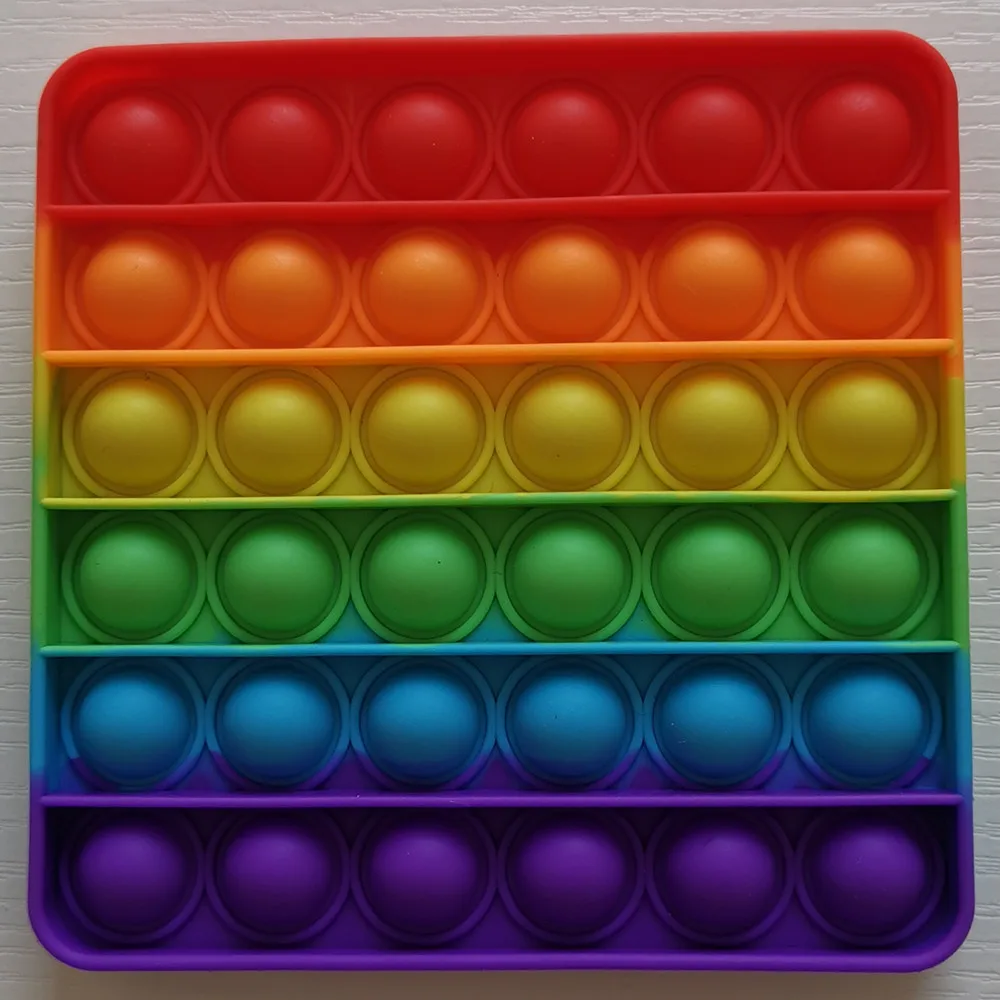 Children Push Pop Bubble Sensory Fidget Toy Stress Reliever Silicone ...