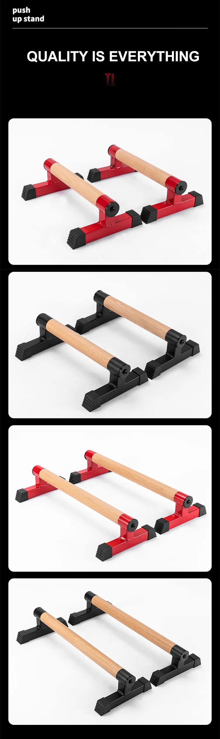 WP8003 Push-up Stand - Durable Wood Parallettes for Men