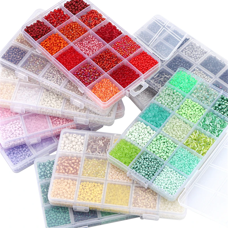 Wholesale 15 Colors Mix Seed Loose Bead Tube Beads Set with Box for DIY ...