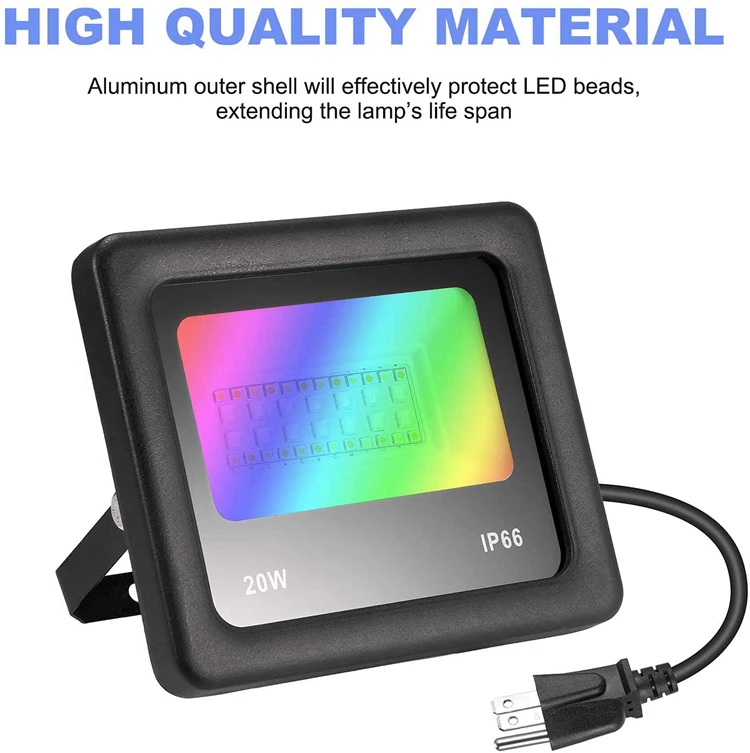 Aluminum Rgb Flood Light With App Control 20w Smart Flood Light Rgbw ...