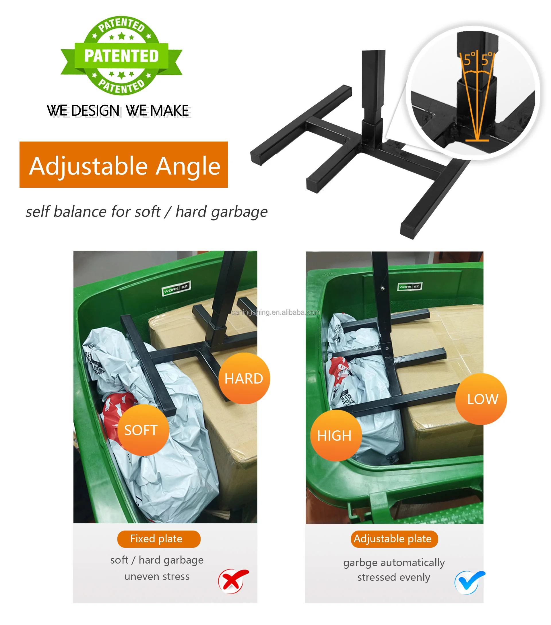 Eco-Friendly Wheelie Bin Compactor Trash Bin for Home & Garden