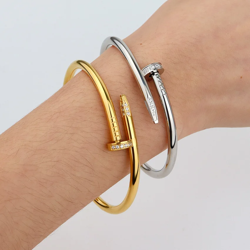 Wholesale Fashion Designer Jewelry 18k Gold Plated Stainless Steel Bracelets Diamond Love Screw ...