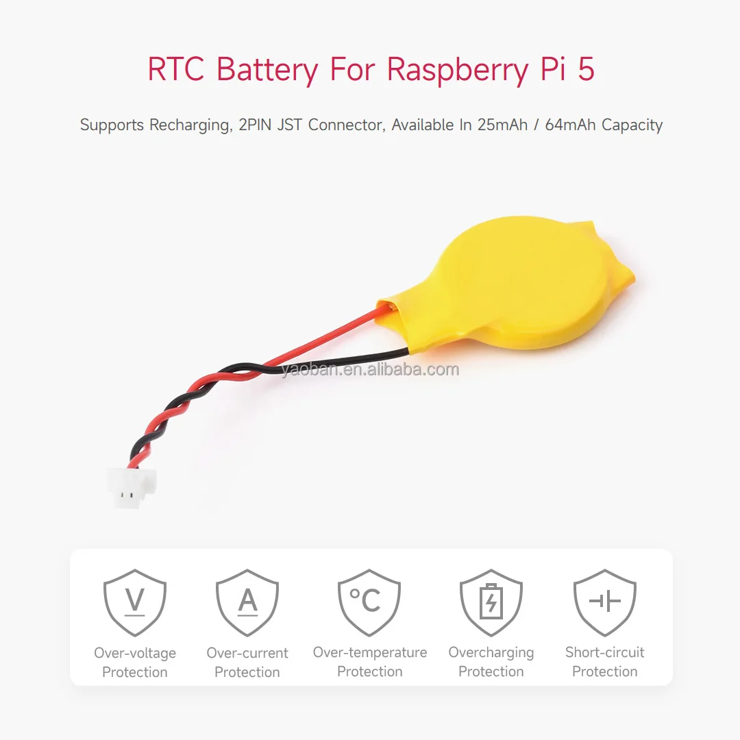 Waveshare Rtc Battery For Raspberry Pi 5,Supports Recharging,Options ...