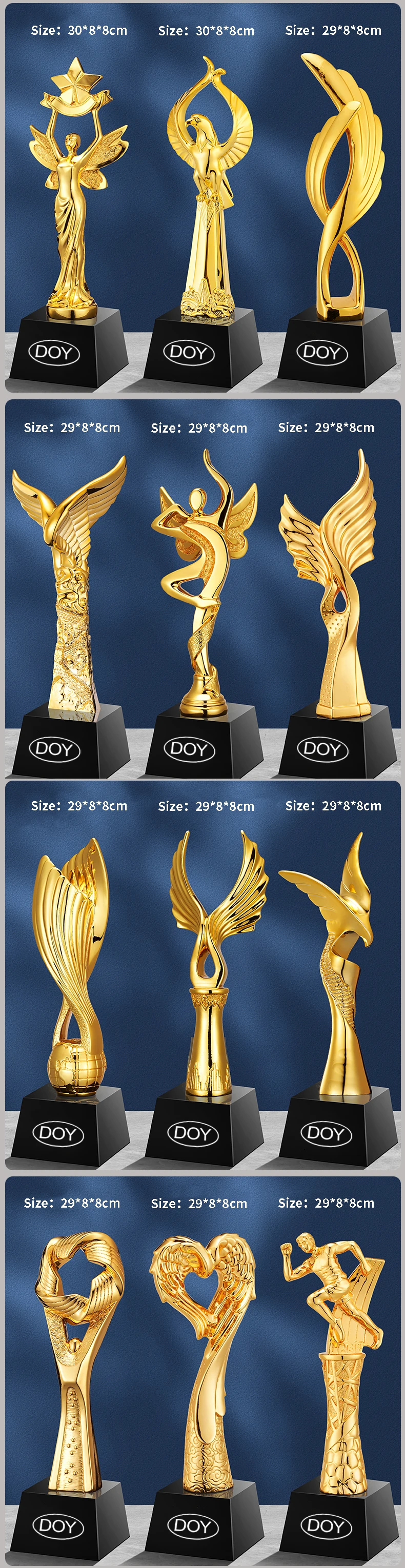 Wholesale Custom Logo Creative Resin Gold Plated Trophy
