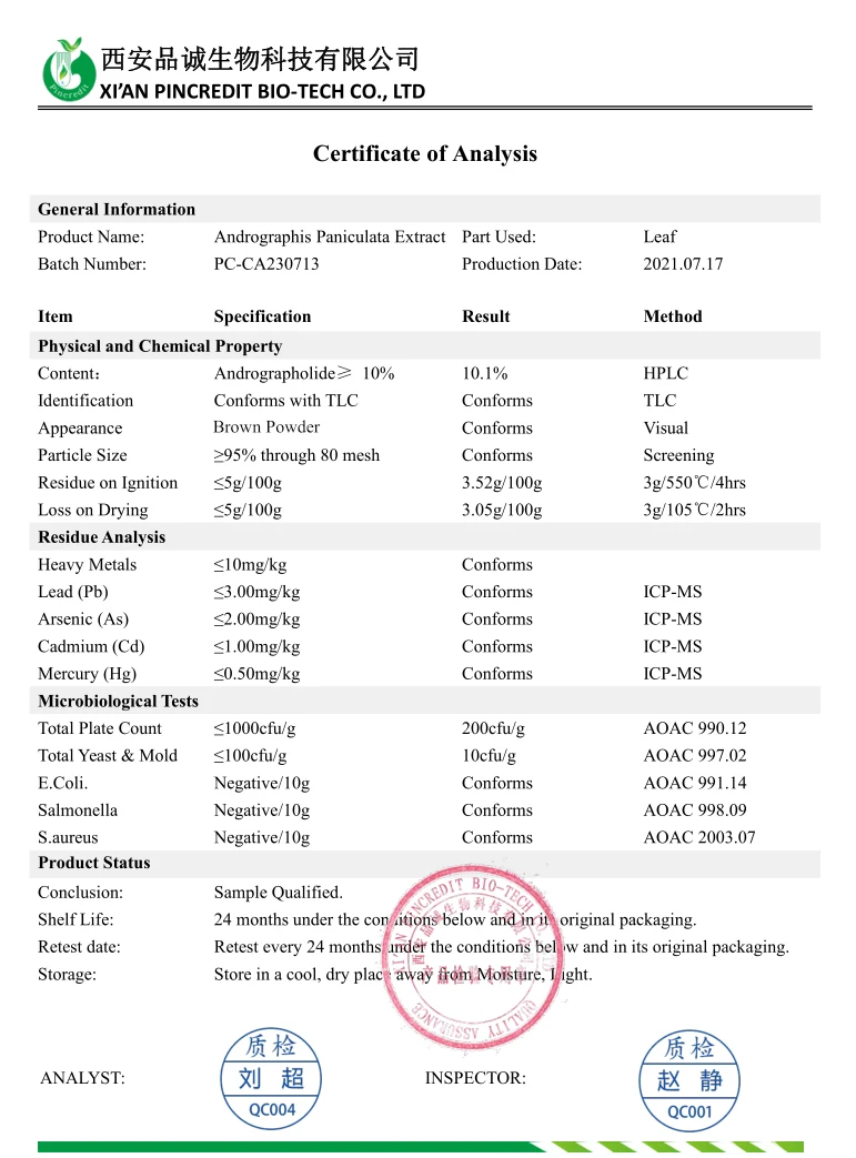Wholesale Pure Andrographis Paniculata Extract 10 Andrographolide Powder