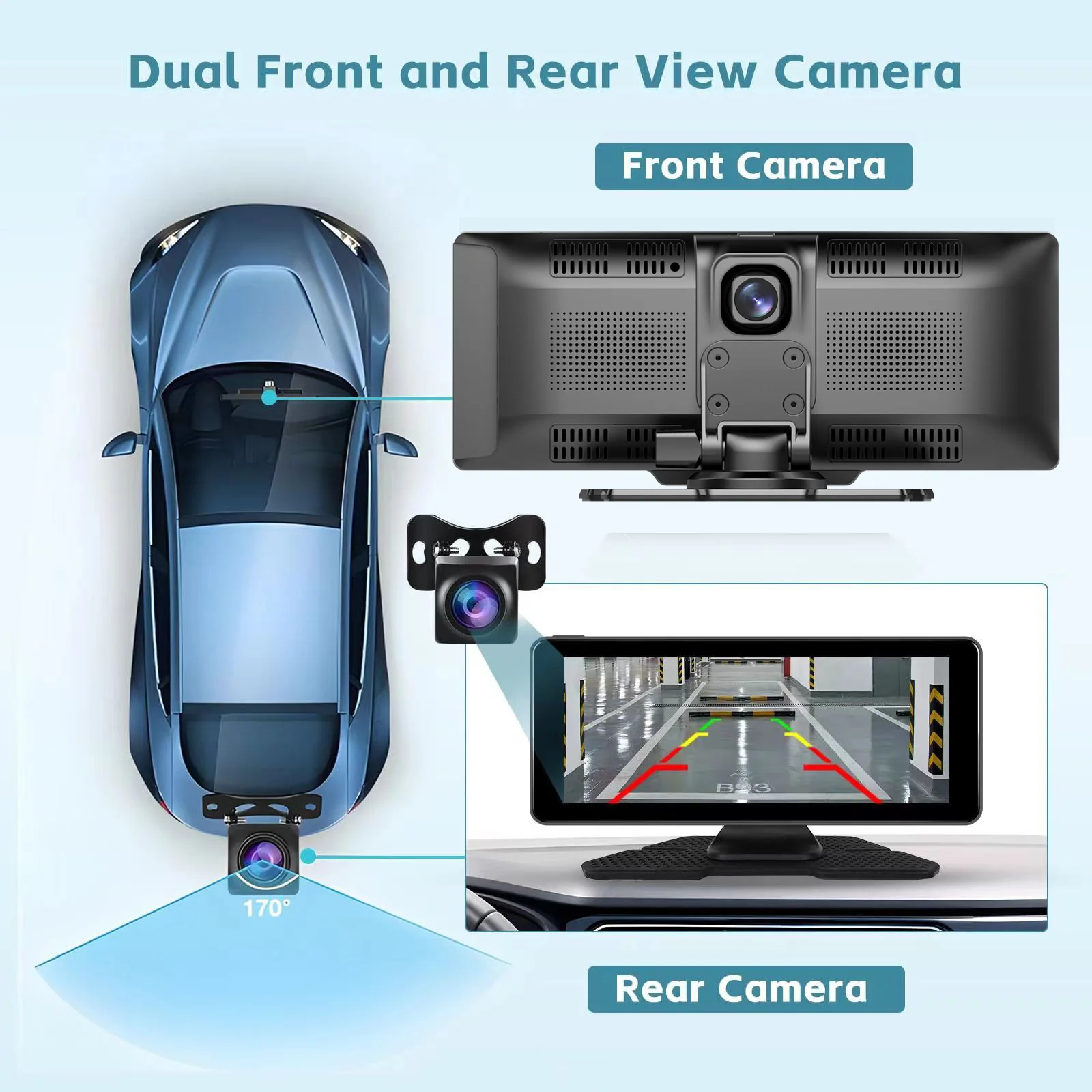 10 Inch Carplay Screen DVR Version 1080P Wide Angle Front Camera ...