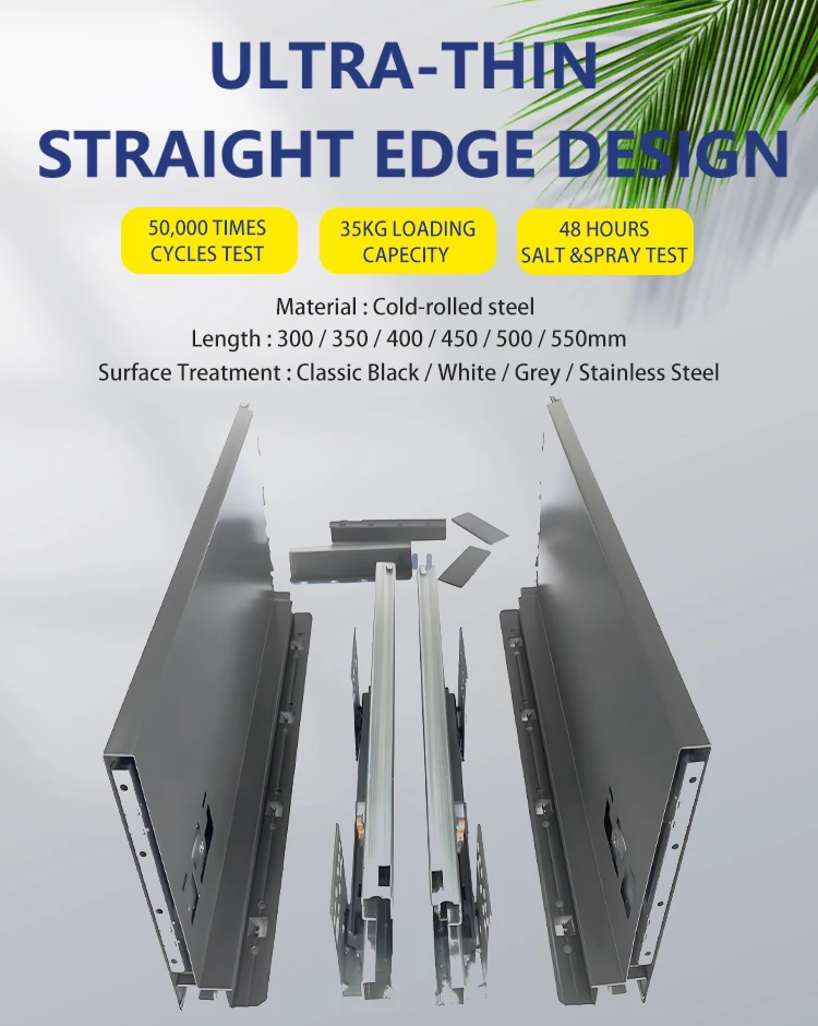 Soft Closing Slim Metal Box Drawer Slide for Kitchen Drawer System ...