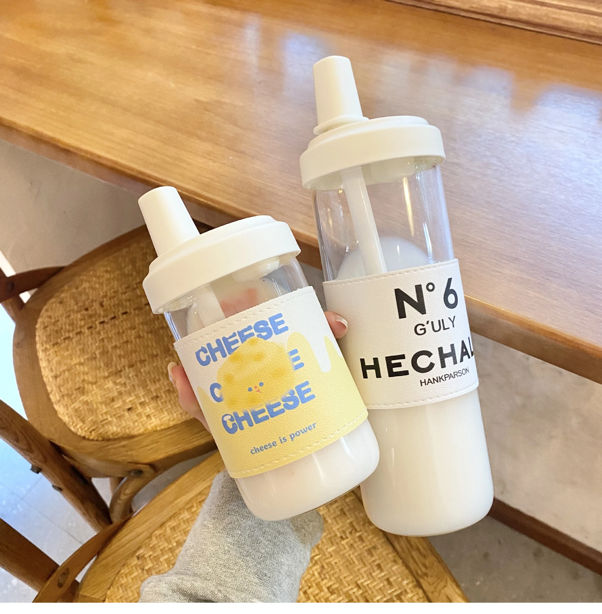 500ml Reusable Bubble Tea Bottles - Kawaii Glass Water Bottle