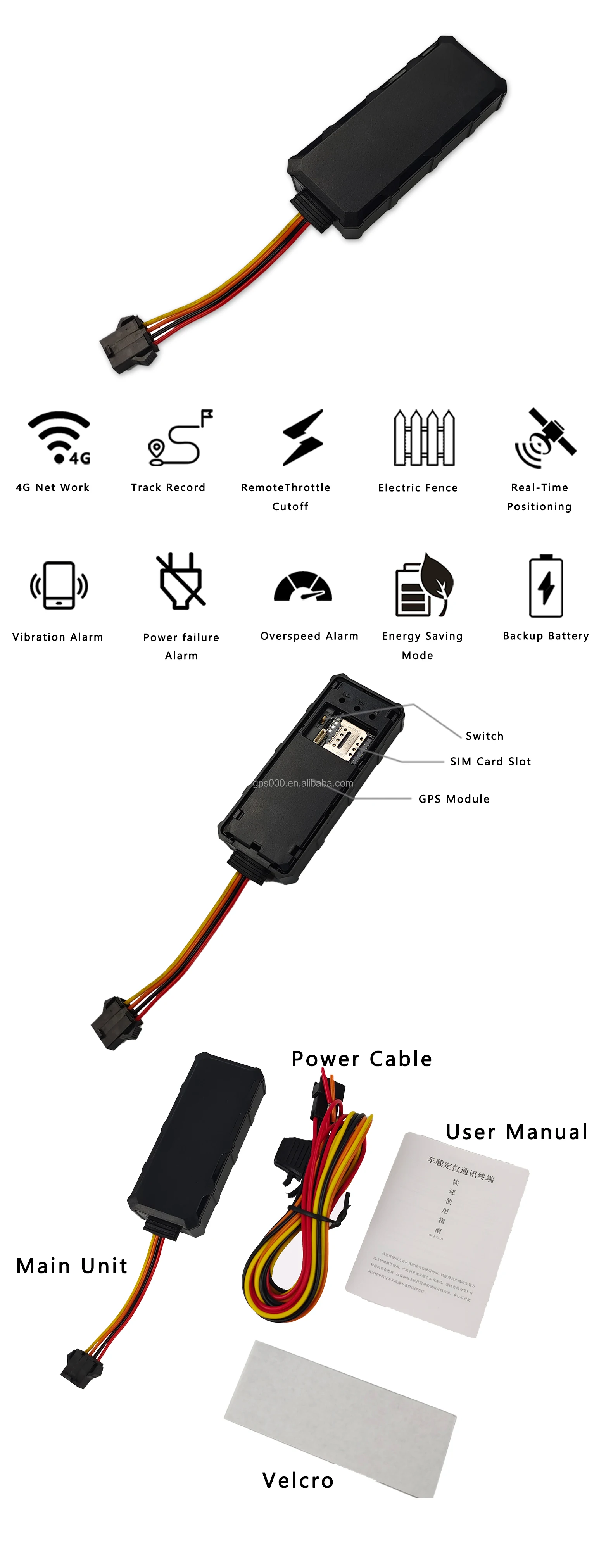 4G V3 GPS Module Locator with Vehicle Cutting Relay GPS Tracker ...