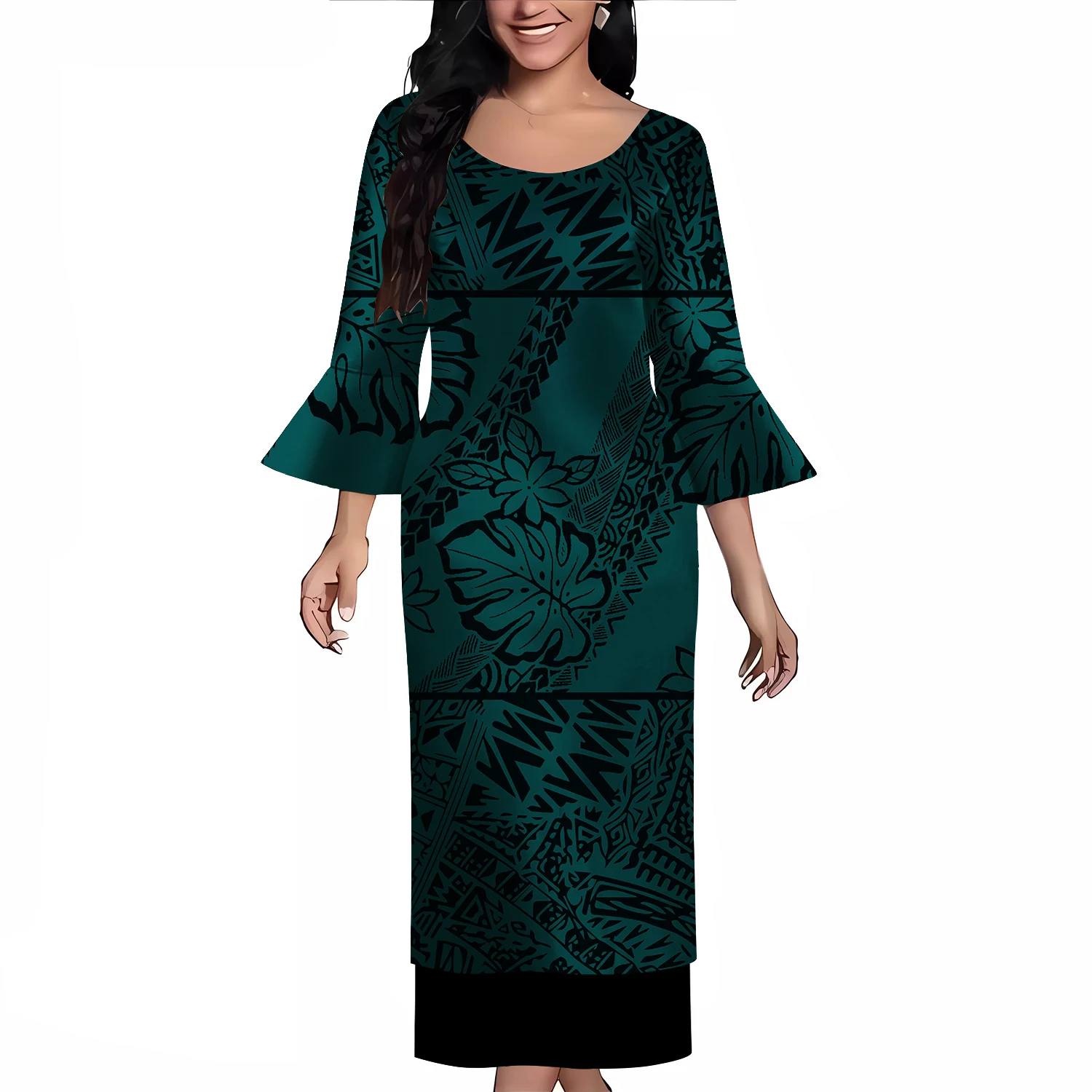 Dropshipping Polynesian Puletasi Samoan Dress Crew Neck Ptaha Set ...