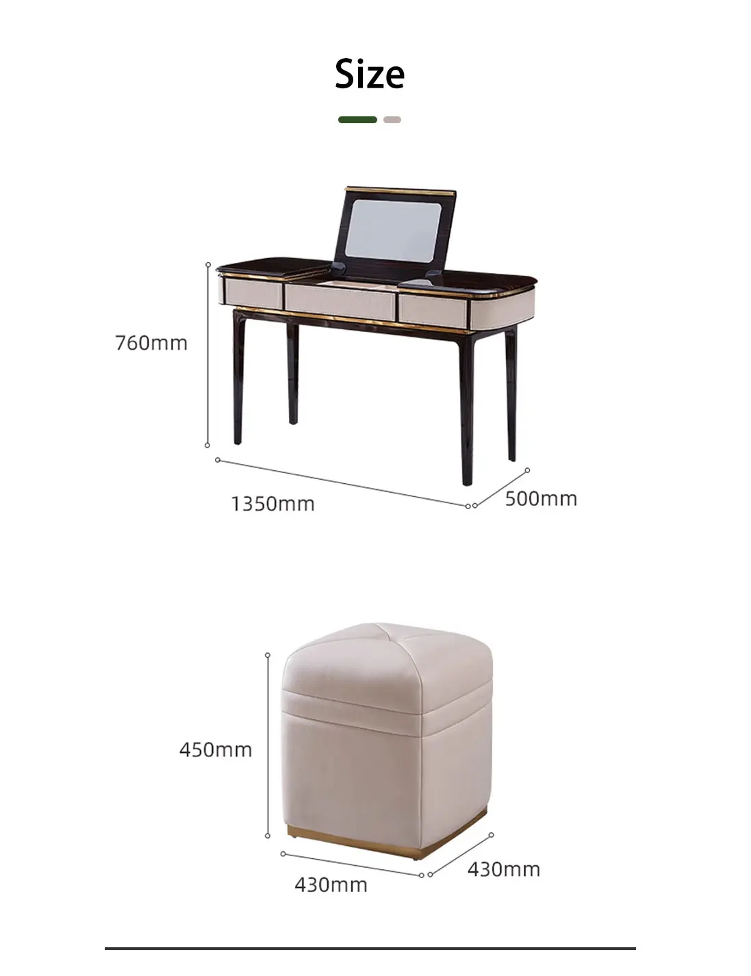Modern Luxury Make Up Dresser Solid Wood Vanity Desk For Bedroom Makeup ...