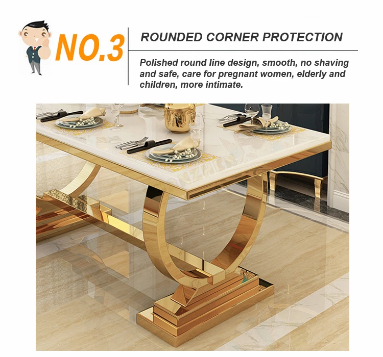 Gold Luxury Modern Marble Dining Table - Stylish & Durable