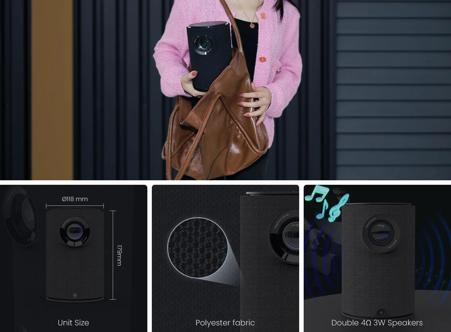 Android 4K Portable Projector with WiFi, Bluetooth, and Rechargeable ...