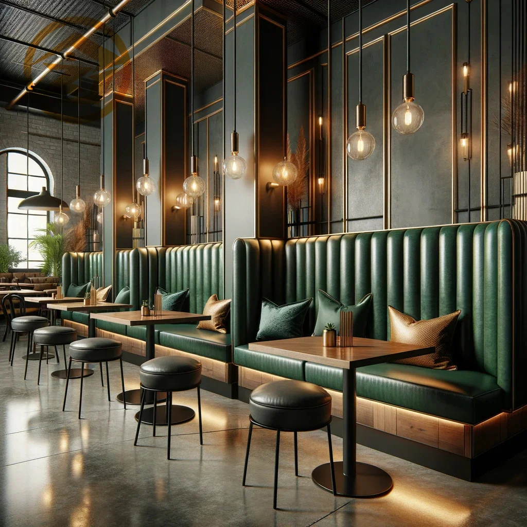 Industrial Pub Vintage Cheap-Restaurant-Booths Brown Leather Canteen ...