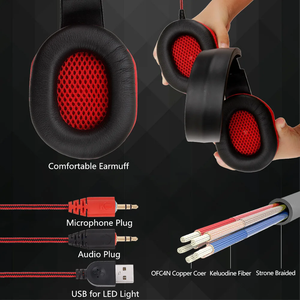 Cheap Best Wired Gaming Headset with LED Gamer Glow RGB