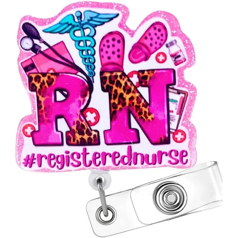 Hot Sale Pink RN BSN Badge Card Glitter Nurse ID Holder