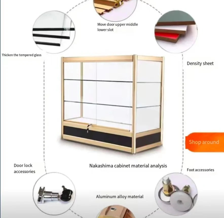 70'' Extra Vision Showcase Display Cabinet - MDF Tempered Glass