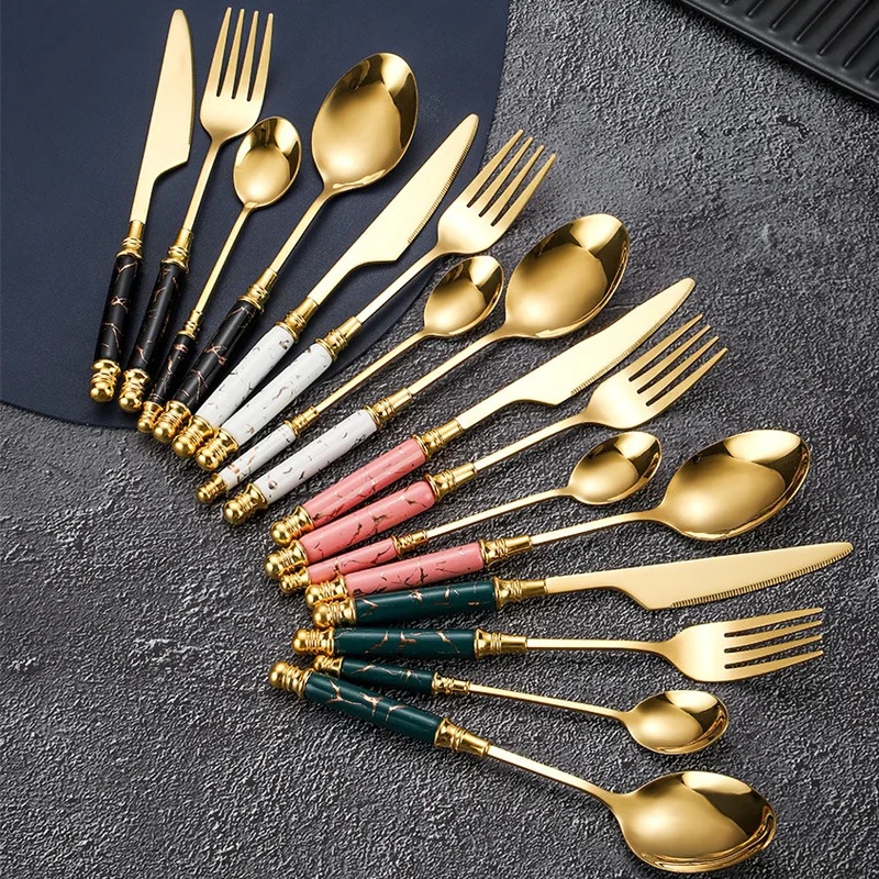 Modern Luxury Stainless Steel Porcelain Handle Cutlery Gift Set ...