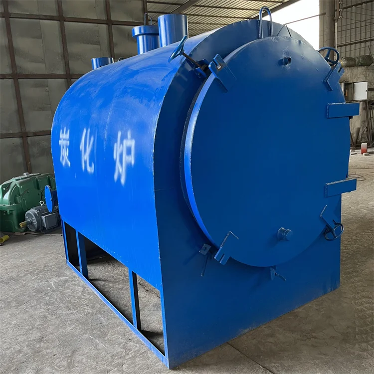 Horizontal Biochar Production Commercial Equipment Pyrolysis Kiln Wood ...