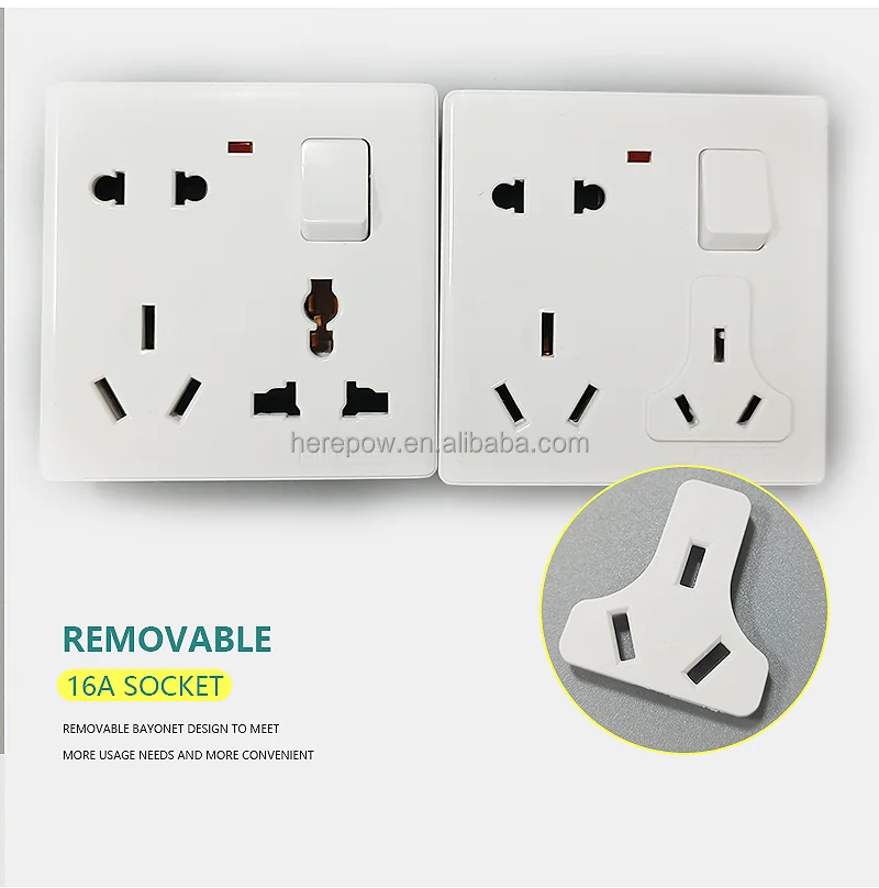 New Design Wall Switch & Socket 1 Gang 8 Pin Socket For Double Uk ...