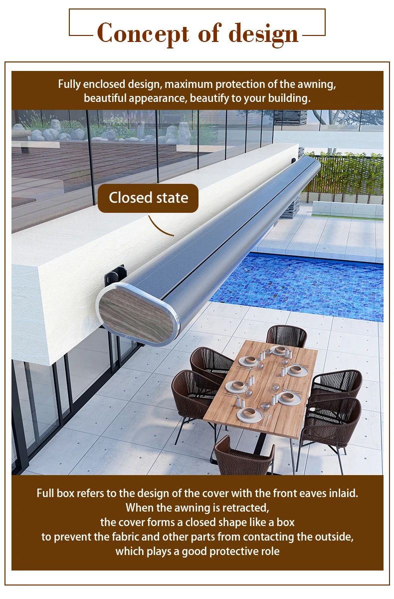 Retractable Free Standing Awning Outdoor Modern Full Electric Folding ...