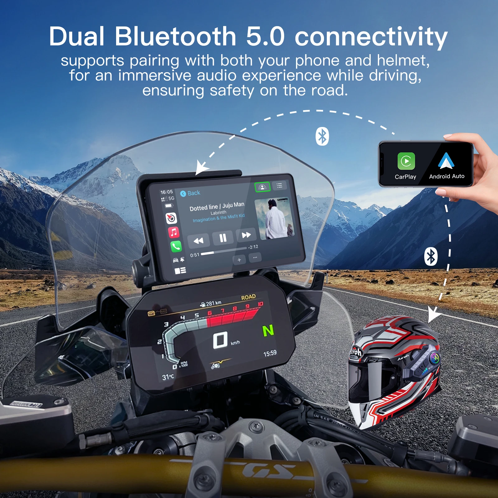 Motorcycle Carplay Screen for BMW R1200GS ADV/ R1250GS ADV