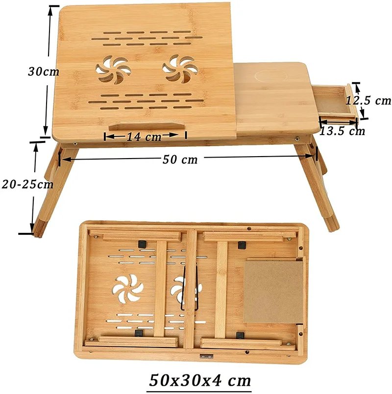 Adjustable Bamboo Laptop Table Angle Bed Breakfast Tray Table Bamboo ...