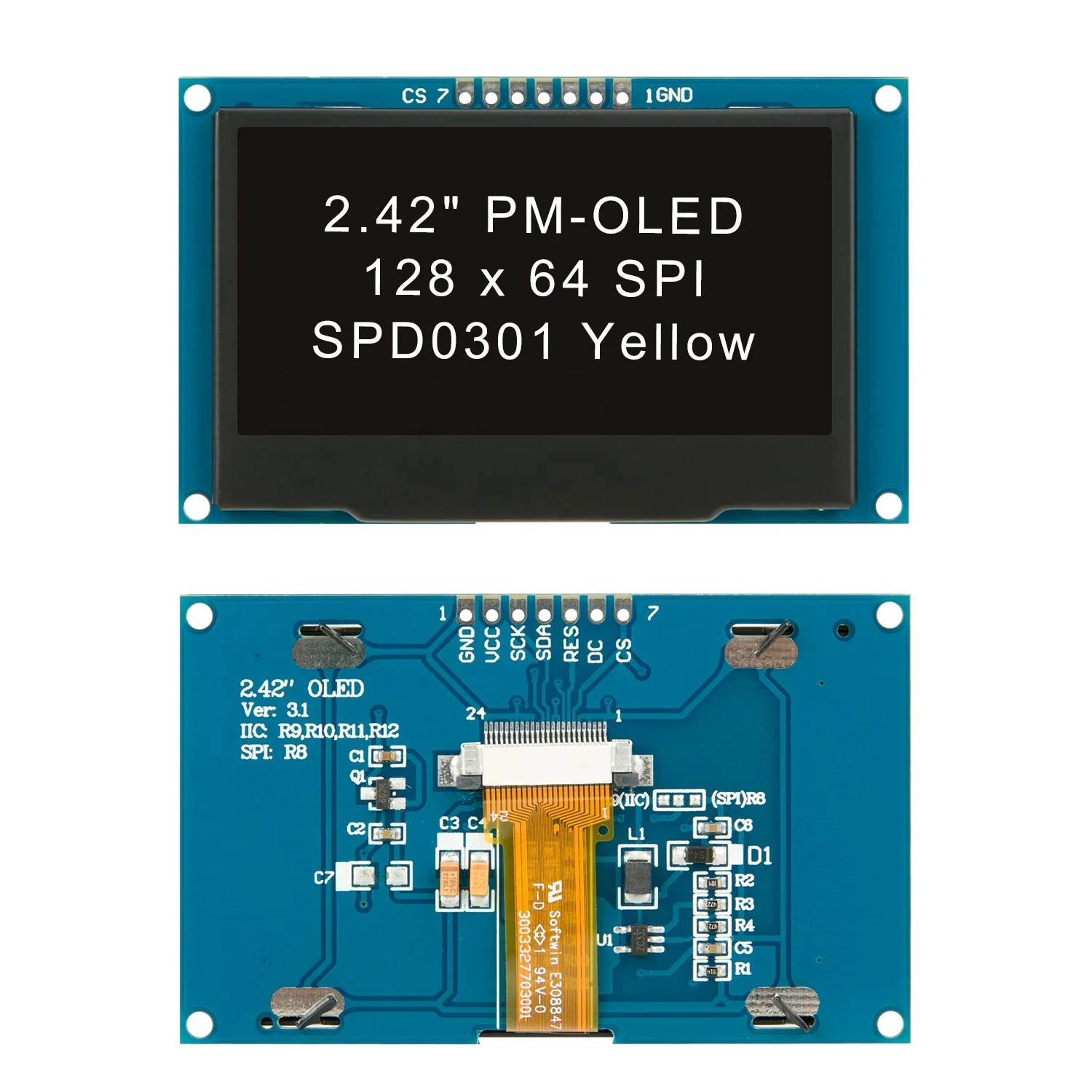 Micro OLED Module 128x64 - 2.42" Display by Goldenmorning