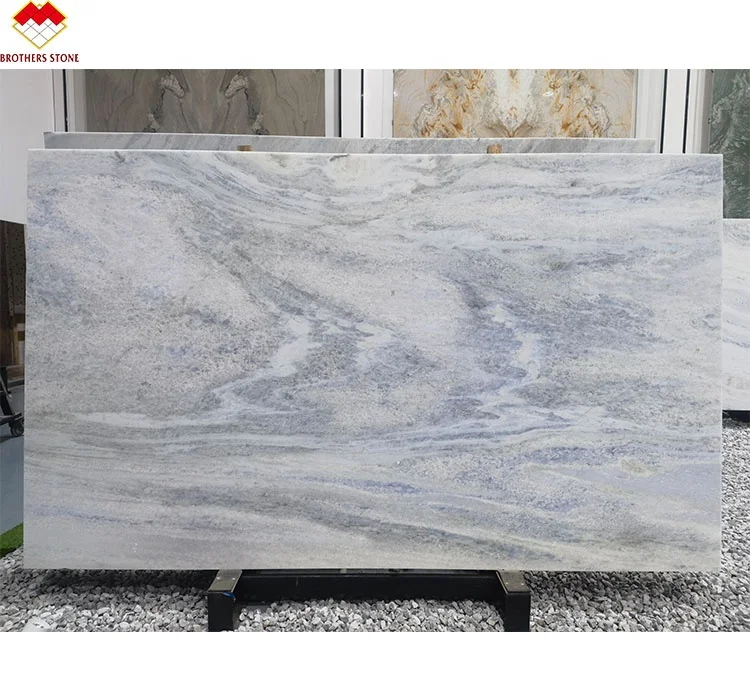 Fantasy Blue Marble Vanity Top - Custom Blue Crystal Quartz