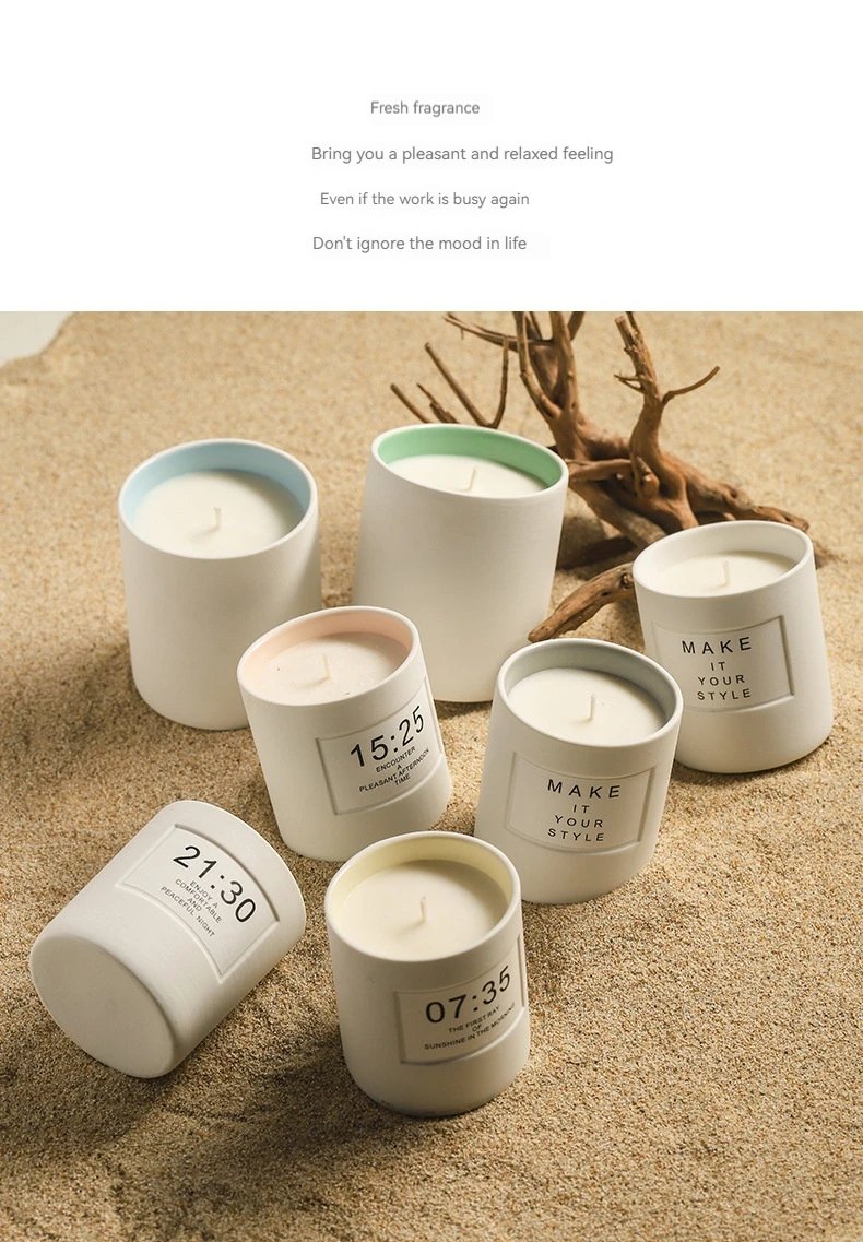 Custom Logo Matte Ceramic Candle Jars Nordic Style Empty Candle ...