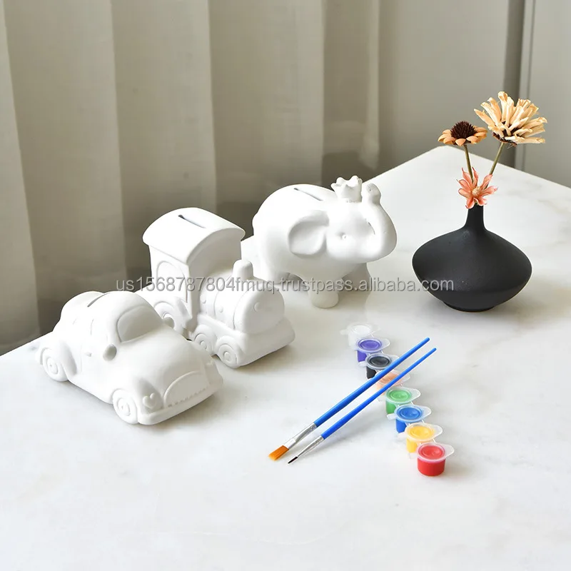 DIY children's painted ceramic custom white blank hand drawn coloring ...