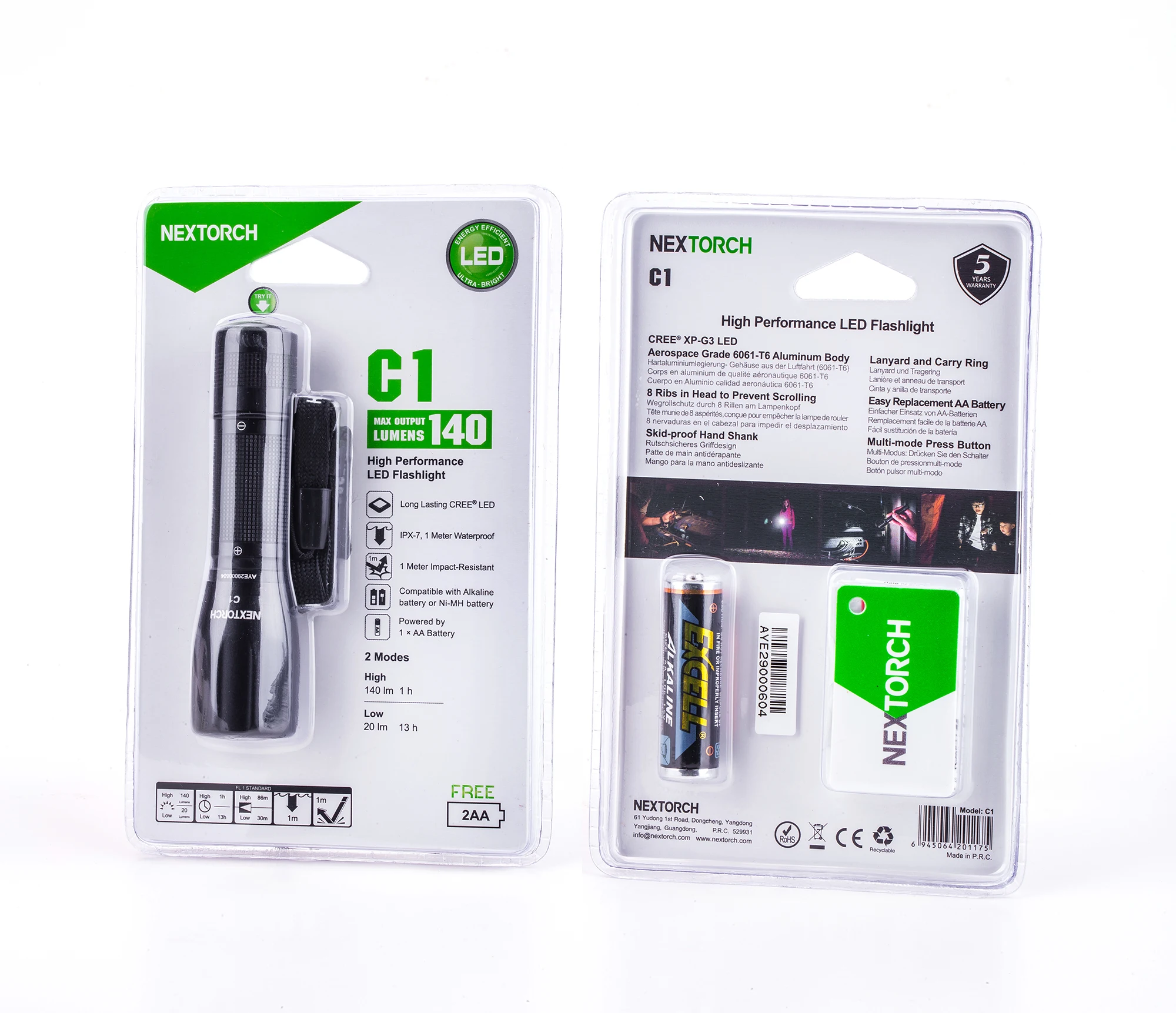 Nextorch C4 Led Waterproof Rechargeable 18650 Battery Flashlight 700 ...