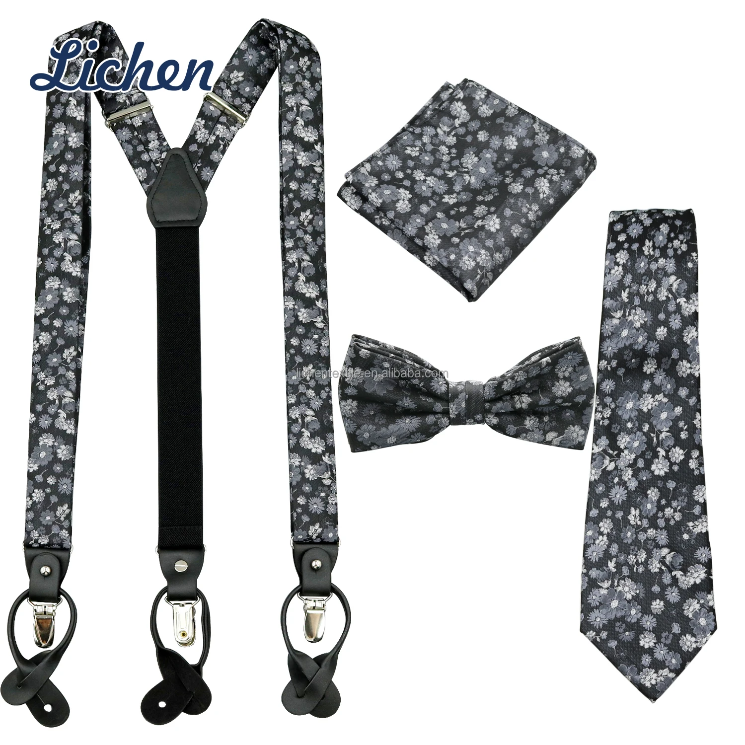 4pcs Suspenders Sets Adjustable Elasticated Y Shape Suspenders Necktie ...