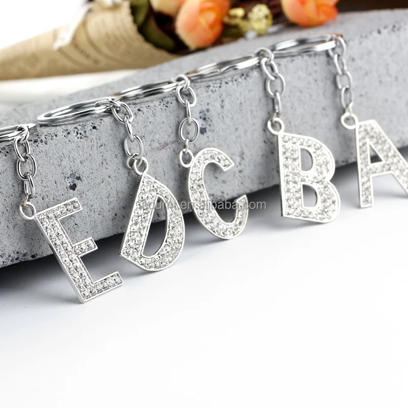 Hot Sales Custom Letter Number Logo Rhinestone Keychain Metal Key Chain ...