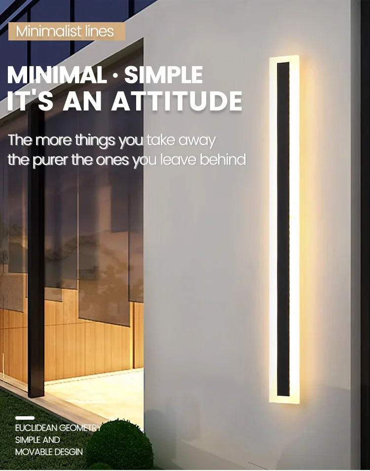 Modern Outdoor Exterior Linear Strip Wall Lamp Warm White Garden Sconce ...