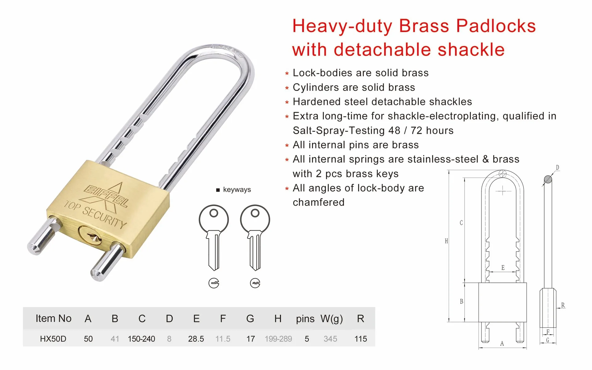 Thick Copper Detachable Lock Beam Customizable Outdoor Lock, Warehouse ...