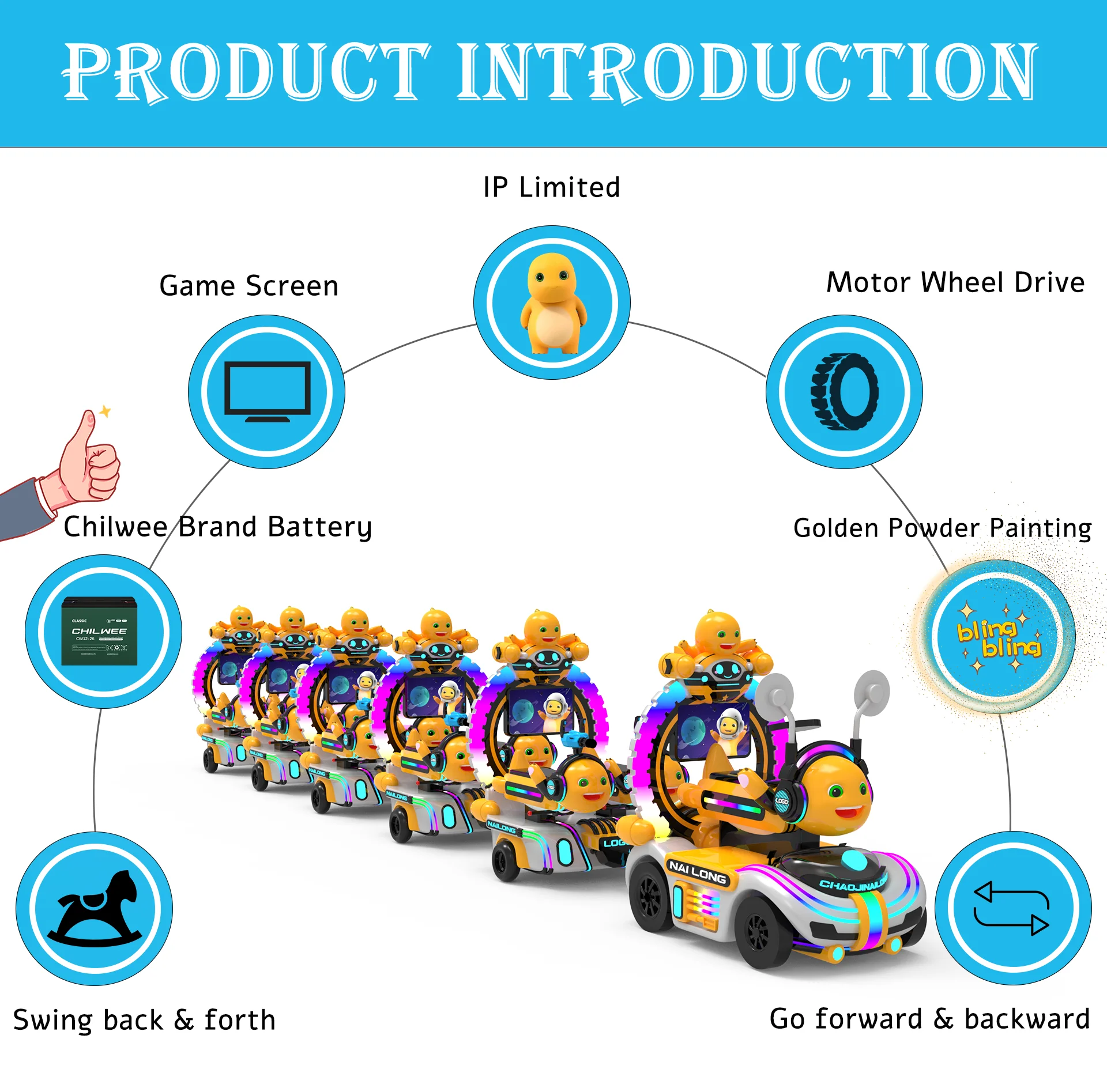 Shopping Mall Indoor Portable Trackless Train for Kids Nai Long Escort ...