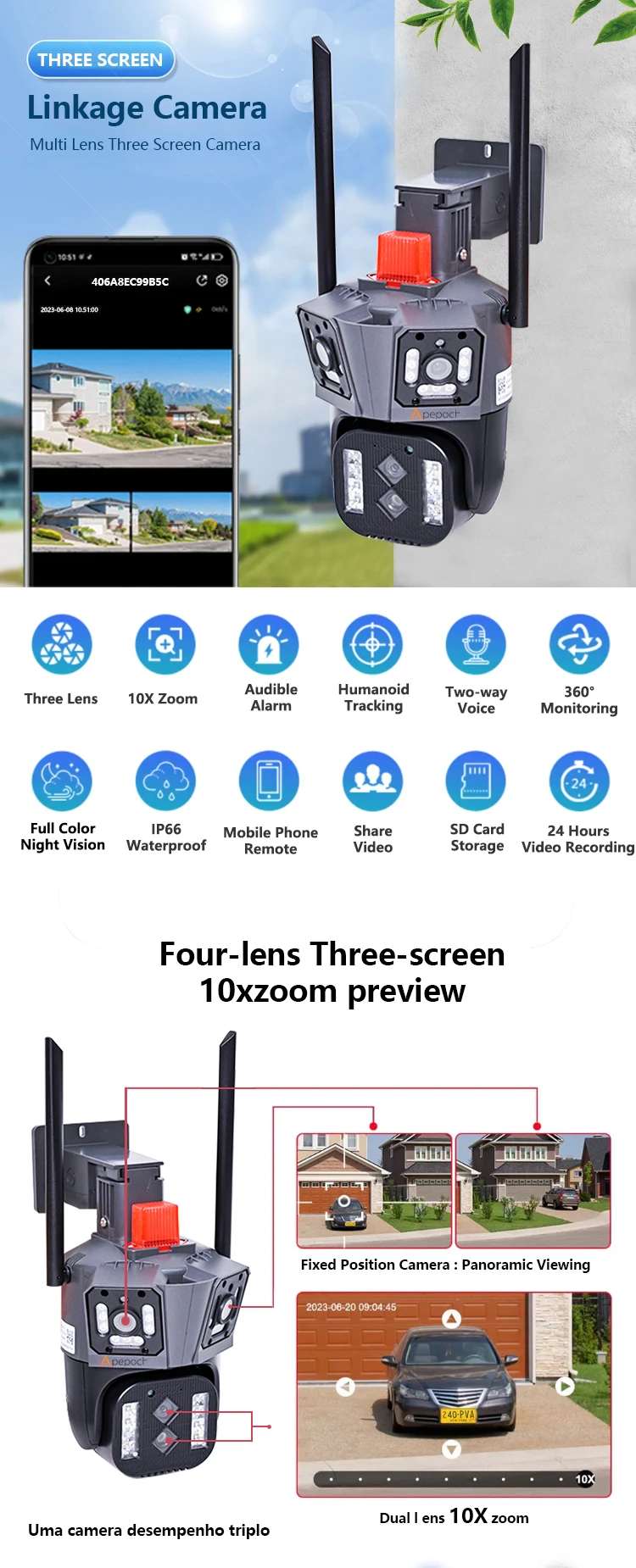 8k Outdoor 10x Optical Zoom 4g Bidirectional Audio Four Lenses Sound ...