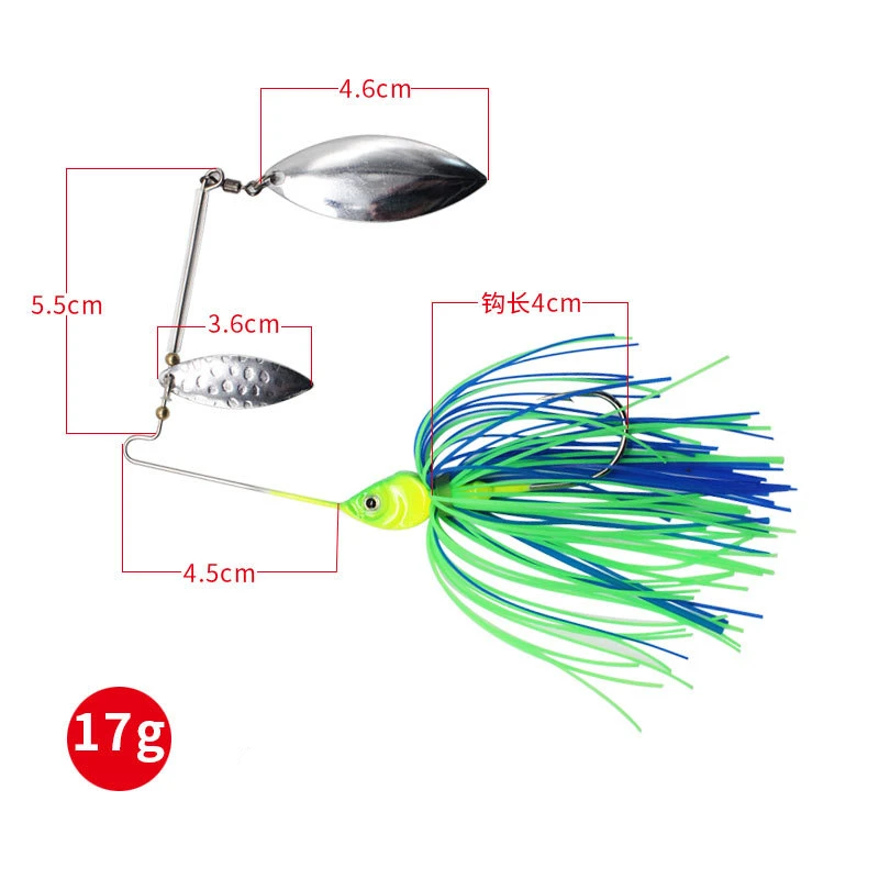 Artificial Bait Rotating Sequin Spinner Spoons Fish Buzz Bait Fishing ...
