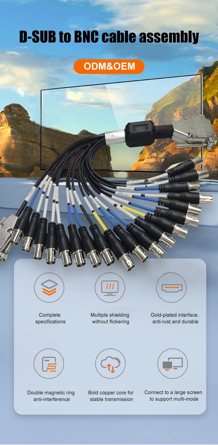 Customizable Professional D-Sub to Bnc Cable Assembly Professional ...