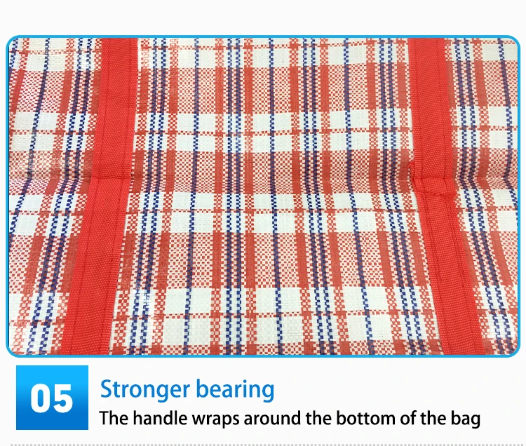 Large Plastic Checkered Woven Laundry Bags With Zipper Handles Foldable ...