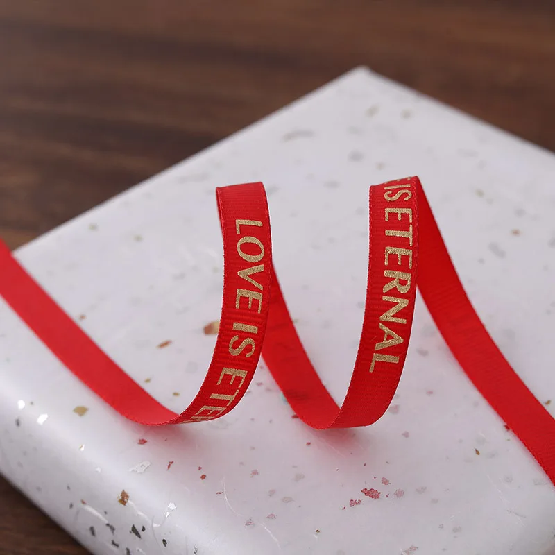 Hot Sales 10mm Double Sided Love Is Eternal Foil Grosgrain Satin Ribbon ...