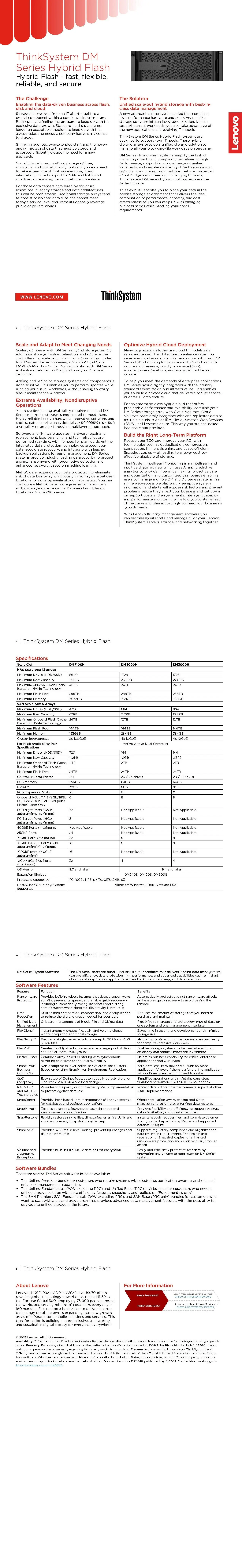 Lenovo Storage Dm5000 Lenovo Thinksystem Dm5000h Hybrid Flash Array ...
