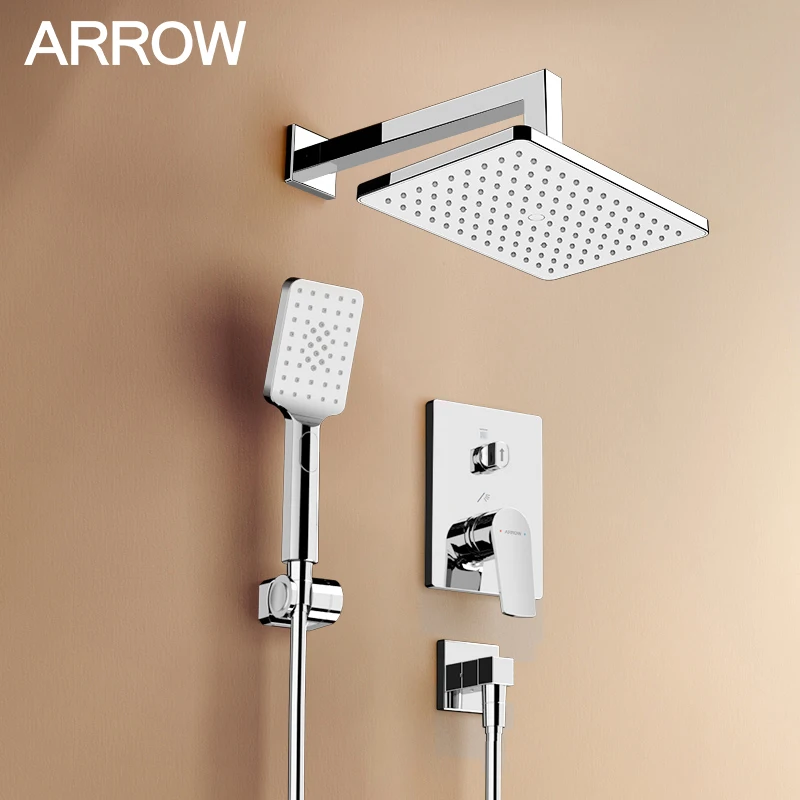 ARROW Chrome Wall Mounted Rian Shower in Wall Bath Tub Bathtub Bathroom ...