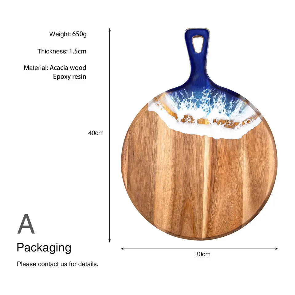 New Luxury Ocean Wave Wood Chopping Blocks Epoxy Resin Art Serving ...