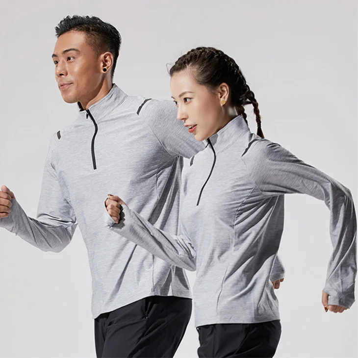 Hot Sale Men's Outdoor Running Zip Training Sports Dry Fast Long-sleeve ...