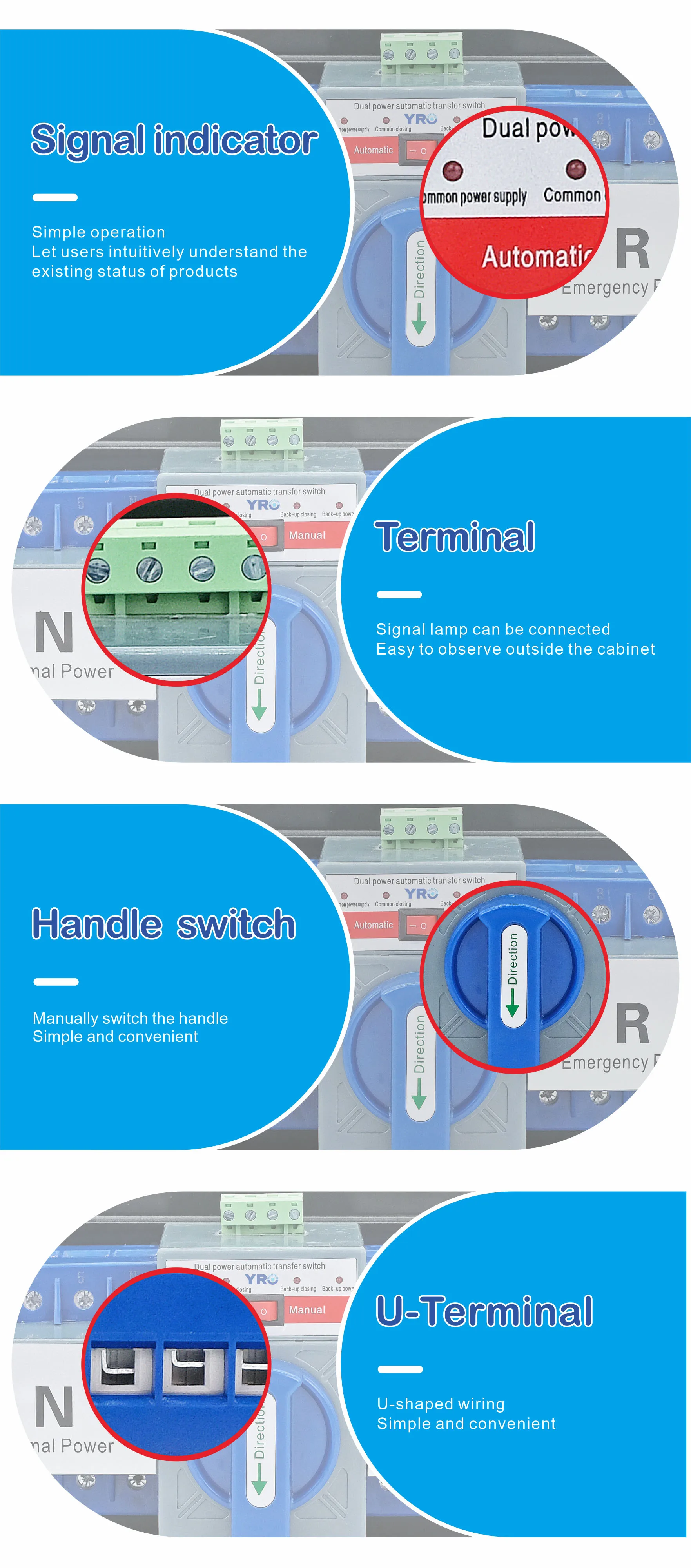 63a Automatic Generator 2p 3p 4p Transfer Switch Controller Ats Dual ...
