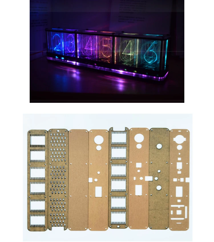 RGB Digital Clock Color Changing Retro Modern Desktop Pseudo Glow Tube ...