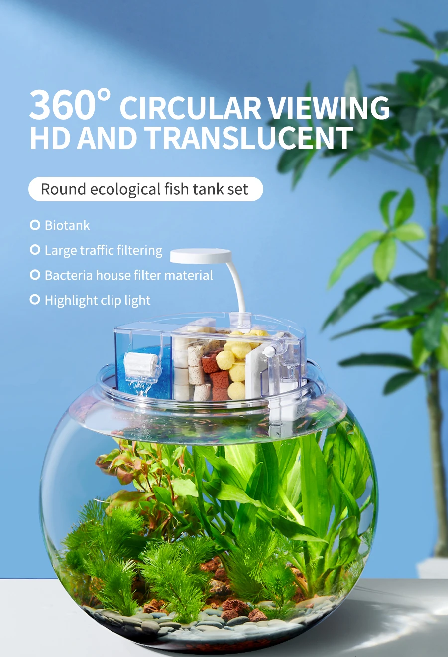 Wholesale Plastic Aquarium Rectangle Shape Round Betta Fish Tank with 3 ...